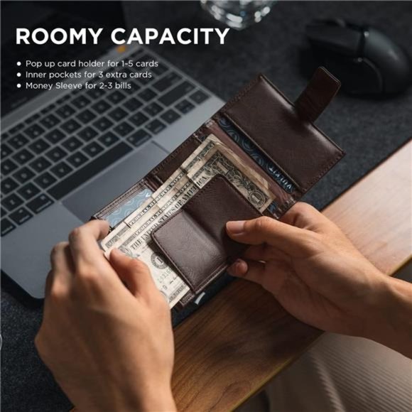 Bags | Pop Up Wallet Genuine Leather Automatic Wallet Rfid Blocking For ...